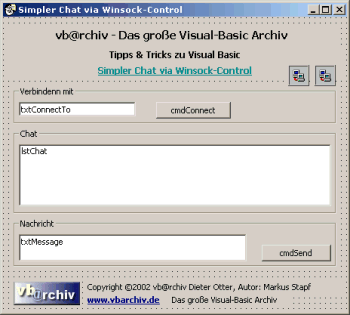 vb@rchiv · Tipps & Tricks · Simpler Chat via Winsock-Control